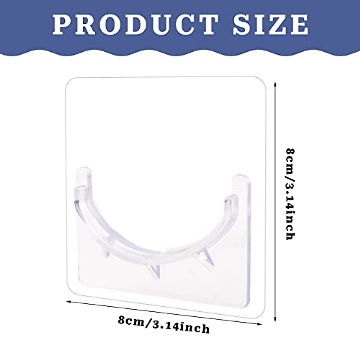 80mm Adhesive Shower Curtain Rod Holder 6PCS Large Shower Curtain Tension Rod Holders for Wall No Drilling Bathroom Shower Curtain Mount Holder Brackets