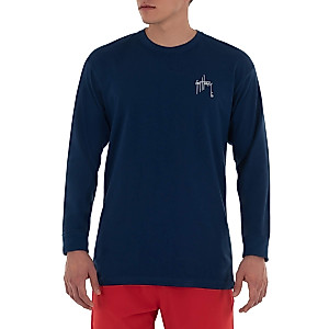Guy Harvey Men's Ripped Long Sleeve T-Shirt, Estate Blue/Ripped, X-Large