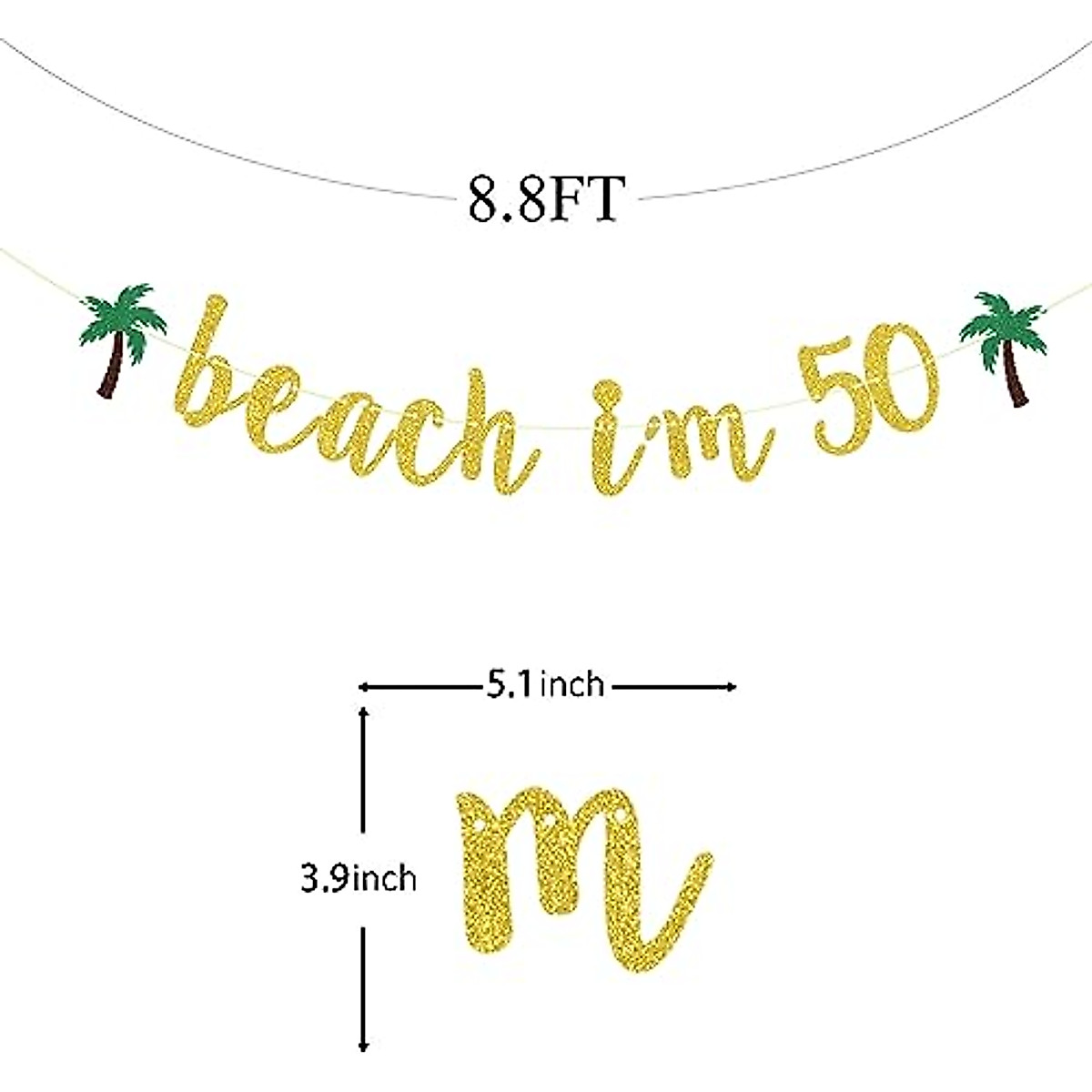 Beach I’m 50 Banner, Happy 50th Birthday Banner, Cheers to 50 Years Banner Decor, Straight Outta 1973 Banner, Fiftylicious Sign Party Decoration Supplies Gold Glitter