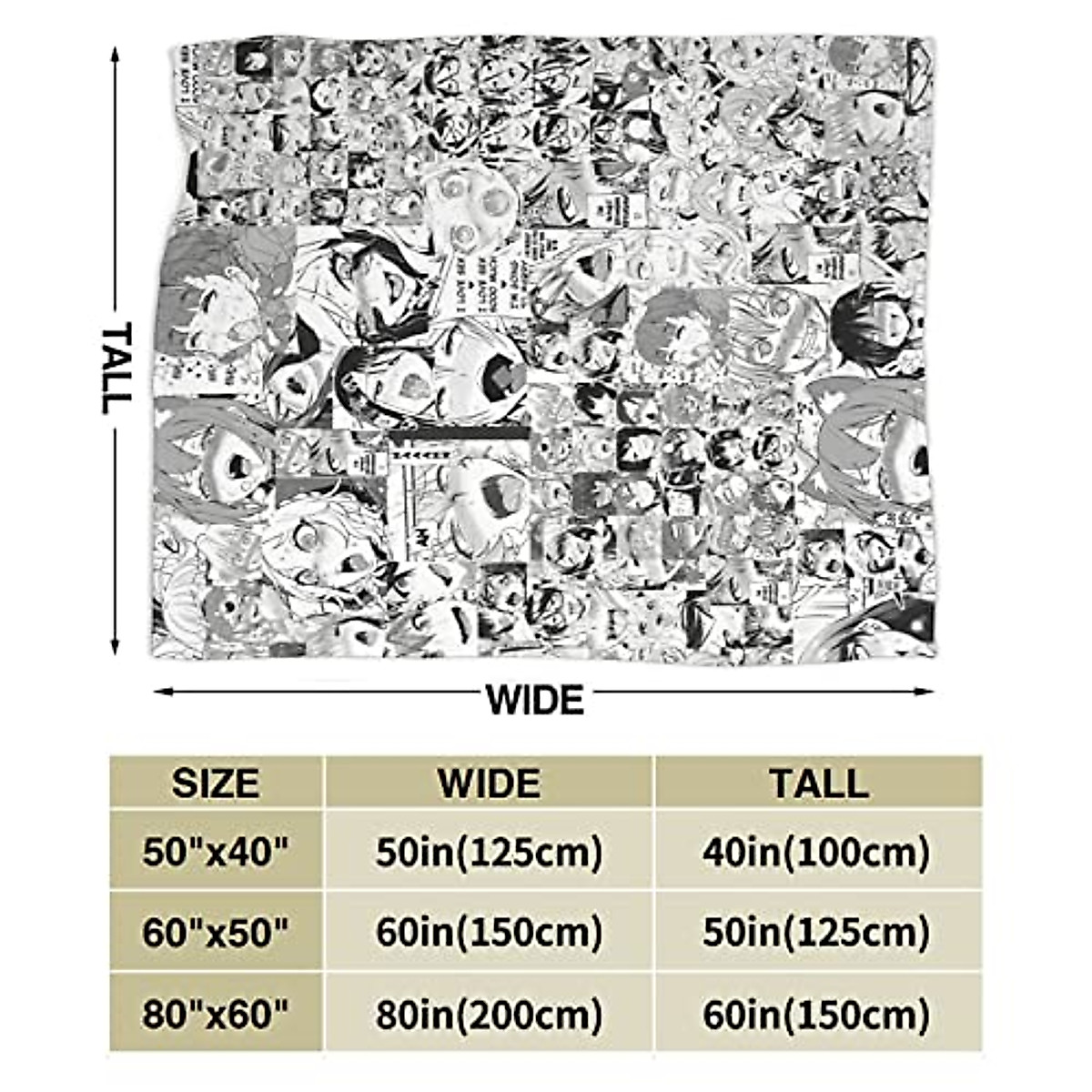 Anime Sexy Waifu Hentai Ahegao Face All Season Fleece Blanket Throw Ultra Soft Flannel Blanket Digital Printed Premium Fluffy Microfiber Fleece