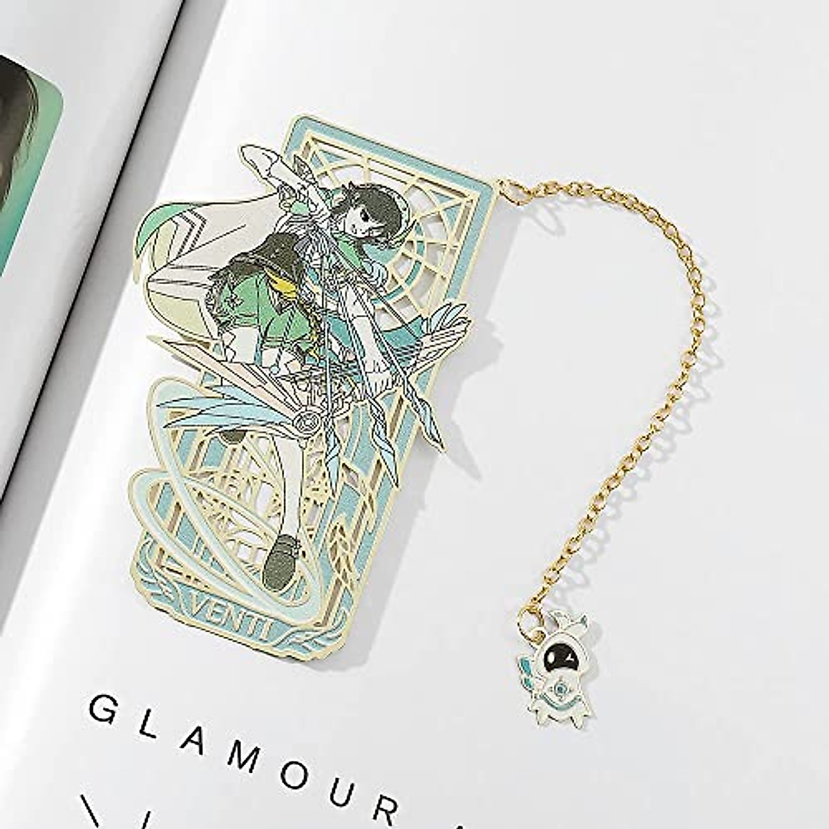 Genshin Impact Venti Metal Bookmark - Classic Anime Figure Bookmark, Great Gift for Game Fans, Reader, Friends or Teachers