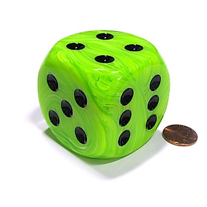 Bright Green Vortex With Black Pips 50mm (2in) D6 Die Chessex