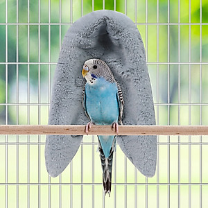 Cozy Bird Blanket Parrot Cage Snuggle Hut Warm Bird Nest House Bed Hanging Hammock for Parakeet Cockatiel Conure African Grey (Medium, Grey)
