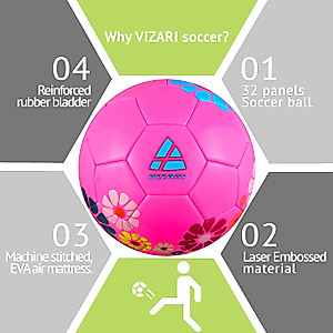 Vizari Blossom Soccer Ball, Pink/Blue, 3