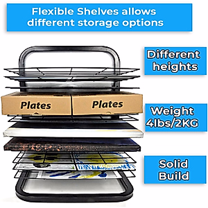 Joymaney Art Drying Rack | Mobile Metal Art Storage Rack with Removable Shelves | Art Organizer for Kids, Art Studio and Tabletop Storage, Craft Room and Desktop (15 Shelves)