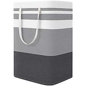 StorageRight Laundry Basket Hamper Large Collapsible Laundry Hamper with Easy Carry Handles，Freestanding Clothes Hampers for Laundry, Bedroom, Dorm, Clothes, Towels, Toys, 75L, Gradient Grey