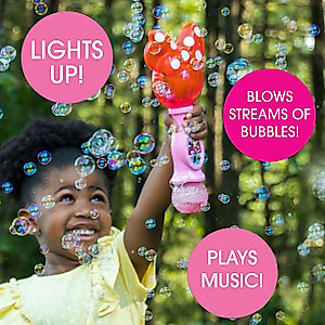 Little Kids Disney Minnie Mouse Light and Sound Musical Bubble Wand, Includes Bubble Solution, Plastic, Multi (2051)