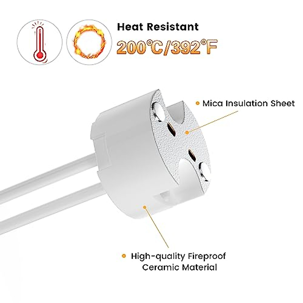 Minpory MR16 G4 GU5.3 Ceramic Bi-Pin Base Socket, MR16, MR11 Halogen Incandescent CFL LED Bulb Holder Wire Connector Socket Adapter 10 Pack