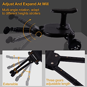 Universal Stroller Board with Removable Seat- 2-in-1 Sit and Stand Baby Stroller Rider Board Stable Stroller Glider Board Stroller Ride Board Fit for Most Brands' Stroller (Holds Children Up to 55lbs)