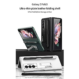 EAXER Compatible with Samsung Galaxy Z Fold 3 5G 2021 case with S Pen Holder Hard PC Bracket Kickstand Luxury Phone Case Cover for Samsung Galaxy Z Fold 3 Green