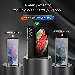 TAURI [2+2 Pack Designed for Samsung Galaxy S21 Ultra 5G 6.8 - inch, 2 Pack Flexible TPU Screen Protector + 2 Pack Camera Lens Protector Support Fingerprint Unlock Easy Installation Bubble Free