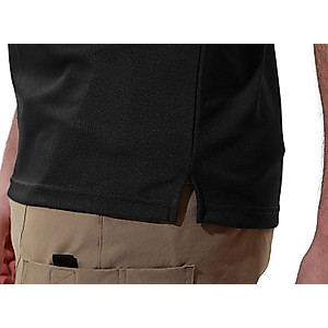 Gopune Men's Short Sleeve Polo Shirts Quick Dry Outdoor Regular Fit Golf Shirts with Pocket Black,L