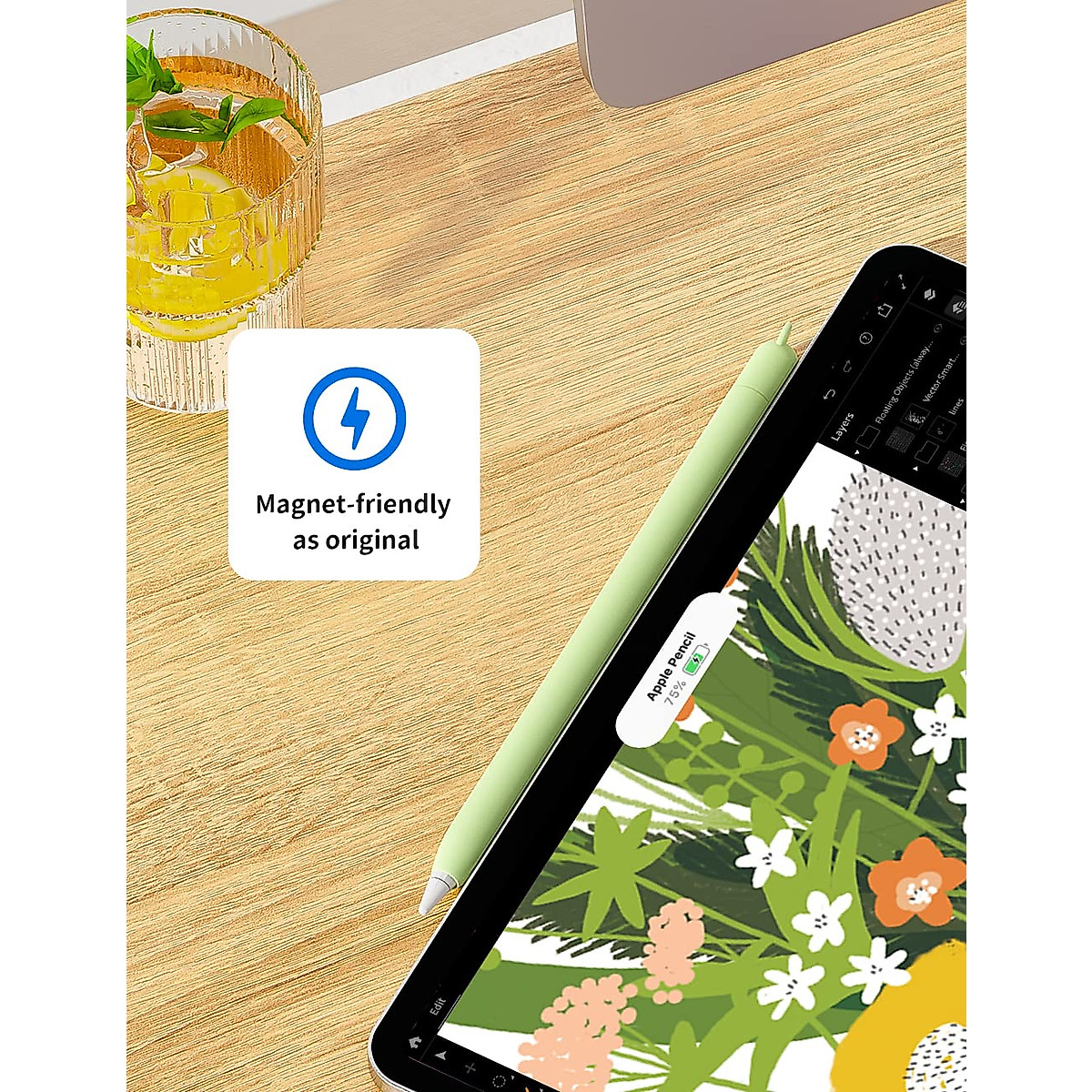 2 Pack Cute Ear Case Silicone Skin Cover Compatible with Apple Pencil 2nd Generation Accessories Compatible with iPad Pro 11 12.9 inch,Purple&Green