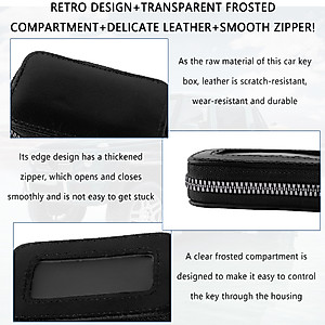 Car Key Fob Cover,Universal Key Fob Case with Keychain & Carabiner,Leather Car Smart Key Fob Holder Fits Remote Key Fob (Black)