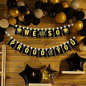 2023 Graduation Decoration, We are So Proud of You Banner with LED String Light 8 Modes, Lighting Hanging Garland Bunting Flags Sign or Grad Party