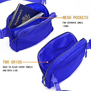 ZOPPEN Fanny Packs for Women Mini Belt Bag, Small Waist Bag Water Proof Fanny Pack Crossbody with Adjustable Strap, Everywhere Belt Bag Dupes for Travel Running Hike Work Out, Blue