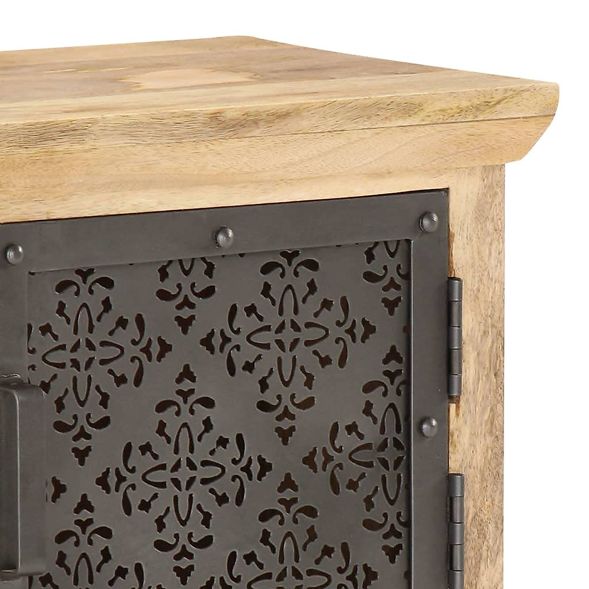 SLGSDMJ Mid-Century TV Stand, Industrial Modern TV Cabinet, Entertainment Center Stand Unit, Living Room Locker Table, TV Cabinet with Steel Doors 47.2"x11.8"x15.7" Solid Mango Wood