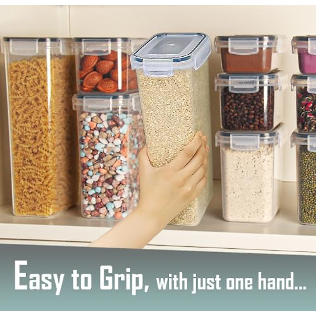 30 Pack Food Storage Containers with Lids Airtight, Kitchen Pantry Organizers and Storage for Cereal Flour Sugar Pasta Snacks, Clear Plastic BPA Free Dry Food Canisters with Labels & Measuring Spoons