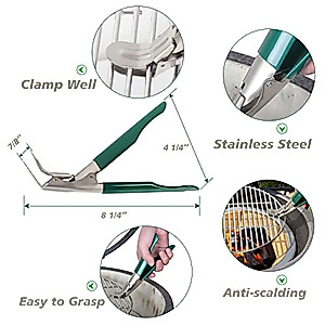 KAMaster Big Green Egg Ash Tool Set Accessories,Ash Pan+Ash Rake+Grill Grate Lifter Big Green Egg Parts,Kamado Grill Cleaning Tools for Big Green Egg,Kamado Grill Joe,Primo and Other Charcoal Grill