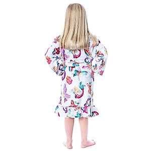 INTIMO Mattel Girls' Barbie Fantasy Mermaid Fairy Rainbow Ruffled Bathrobe Robe (7/8)