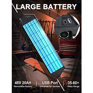 HAOQI Electric Bike for Adults 48V 20AH Removable Cells Battery Black Leopard Pro, 750W Brushless Motor, 26" x 4.0 Fat Tire 28MPH, 7-Speed