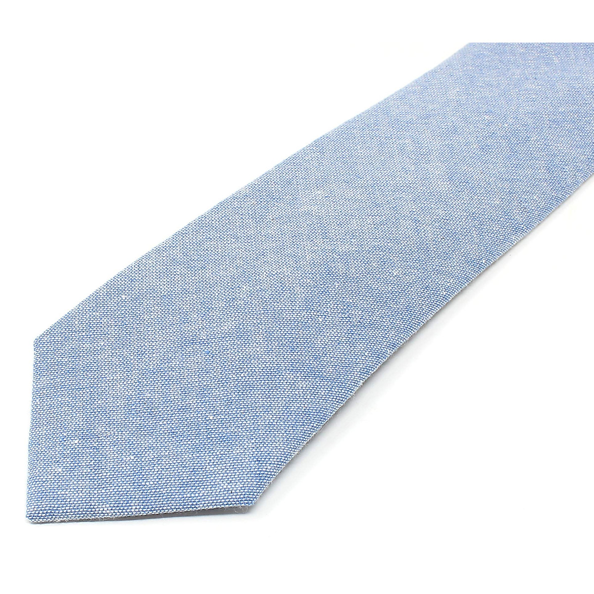 Proper Materials Men's Chambray Cotton Skinny Necktie Tie - Light Blue