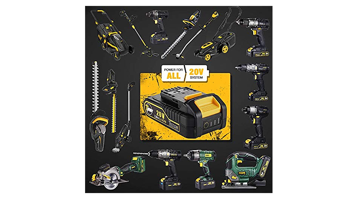 TECCPO 20V MAX 2.0 Ah Lithium Battery - Reliable Power for Cordless Tools