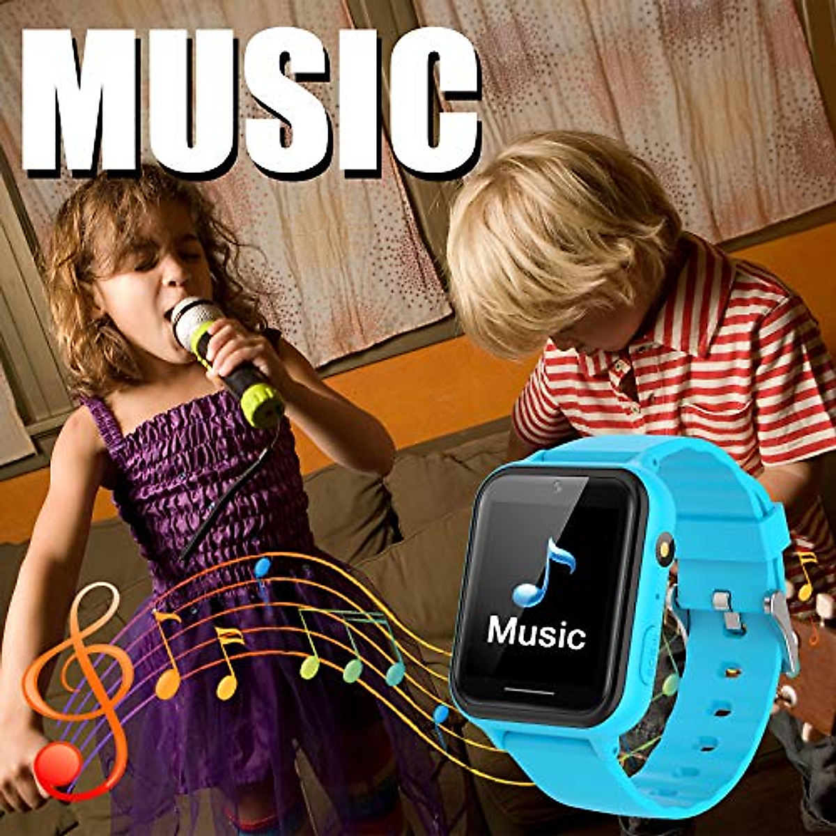 PTHTECHUS Kids Educational Smartwatch with SOS Call Games Music MP3 Flashlight Alarm 1.54-in Color Touchscreen Pedometer Watch is a Gift for Boys Girls Instead of Mobile Phone