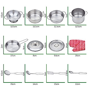 Play Pots and Pans Toys for Kids, Kitchen Playset Pretend Play Toys - Pretend Cookware Mini Stainless Steel Cooking Utensils Development Toys for Toddlers, Girls, Boys Ages 3 Years and up