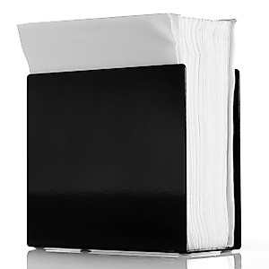 Modern Glossy Metal Napkin Holder - Black Napkin Holders For Table - Napkin Holders for Paper Napkins - Kitchen Napkin Holder - Kitchen Accessories - Restaurant and Bar Decor