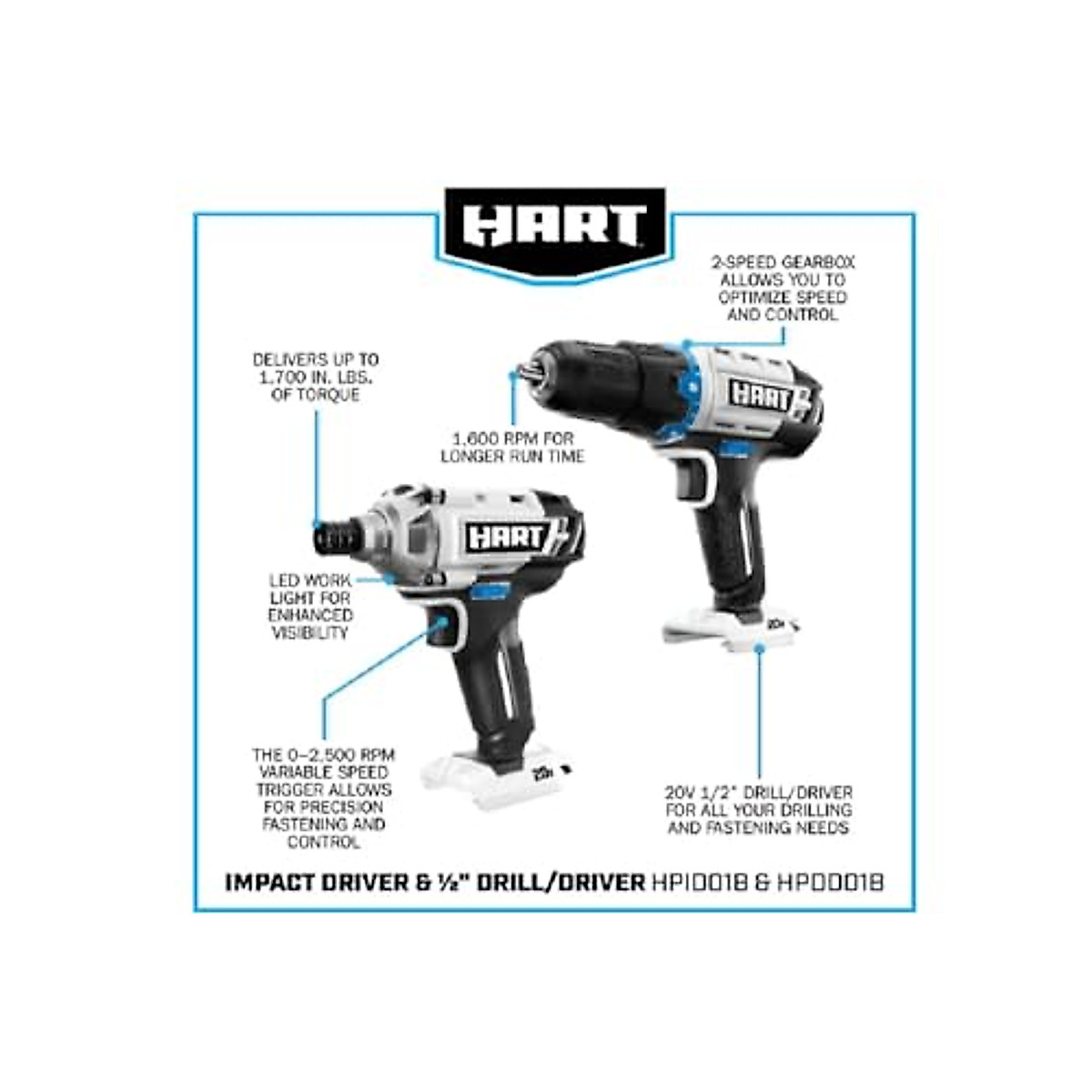 Hart 20v drill and impact driver kit
