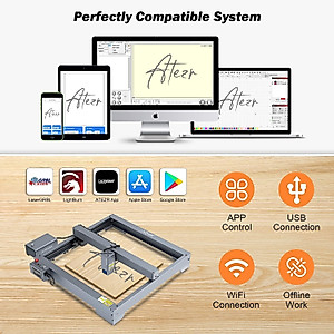 ATEZR P10 Combo 60W Laser Engraver with Air Assist& Rotary Roller, 17 * 17Inch Working Area, 10W Laser Power CNC Laser Engraver for PC/Mobile, Hypersonic Laser for Wood/Metal/Acrylic etc.