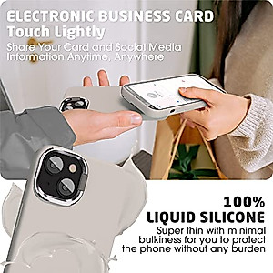 ABITKU MagSafe Compatible with iPhone 14 - Smart NFC, Soft-Touch Liquid Silicone, MagSafe Support, Invisible Built-in Camera Kickstand Cover (6.1 inch) ，Stone