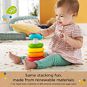 Fisher-Price Baby's First Blocks and Rock-a-Stack gift set, 2 plant-based toys for infants ages 6 months and older