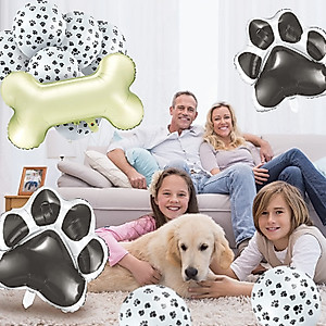 46 Pieces Dog Themed Balloons Include 40 Pieces Dog Paw Print Latex Balloons 3 Pieces Bone Shaped Foil Balloons and 3 Pieces Dog Paw Print Foil Balloons Props for Pets Kids Birthday Party Decorations