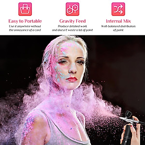 3 Modes Airbrush Kit with Compressor, 900 mAh Airbrush Set with 0.3mm Tip, Rechargeable Handheld Airbrush Compressor Gun Cleaner for Makeup, Painting, Nail, Cake Decor