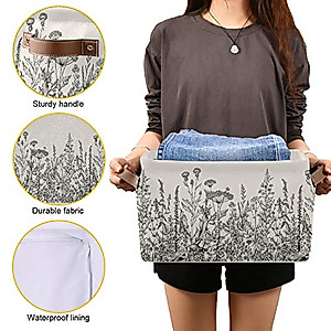 Blueangle Black And White Flowers Rectangle Storage Bin, 15 x 11 x 9.5 in, Collapsible Organizer Storage Basket for Home Décor, 2PACK