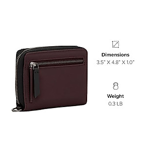 TUMI - Voyageur Tri-Fold Zip-Around - Aesthetic Women's Zipper Wallet with Cash/Card Holders - Travel Wallet - With Gift Box - Deep Plum