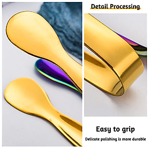 6 Pieces Mini Ice Tongs Sugar Tongs, Gold Stainless Steel Small Serving Tongs for Appetizers, Desserts, Coffee, Tea Party, Bar
