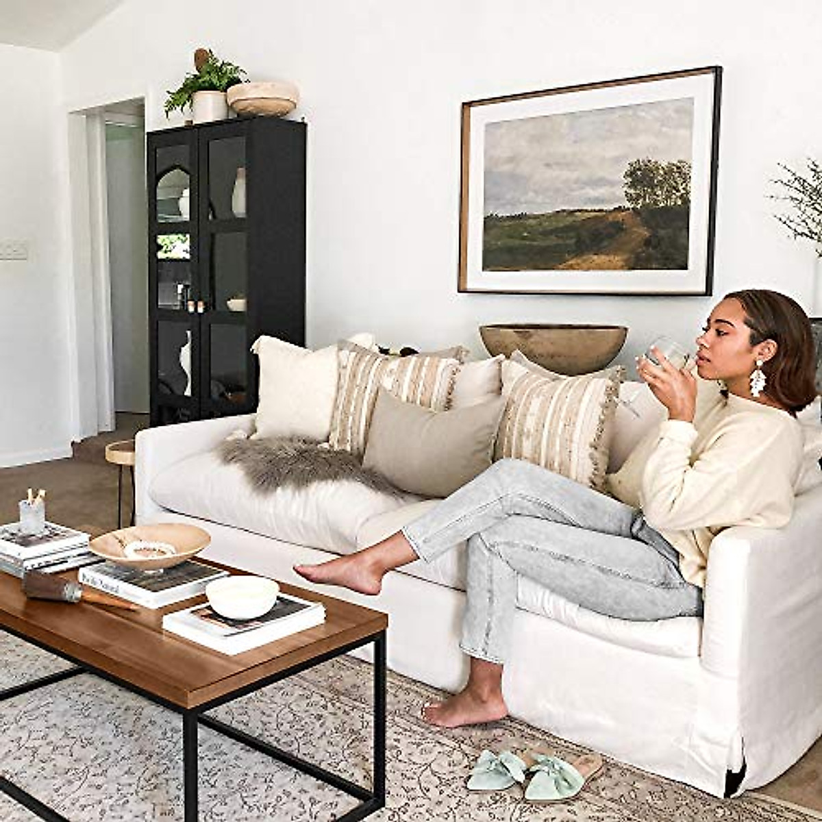 Nathan James Doxa Modern Industrial Coffee Table Wood in with Metal Rectangle Frame, Dark Brown/Black