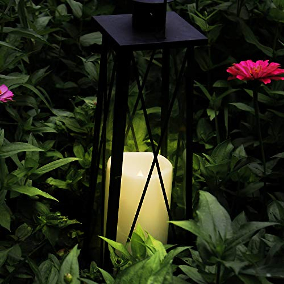 Outdoor Waterproof Large Led Flameless Candle with Remote Timer Long Lasting Battery Operated Plastic Electric Resin Pillar Candle Light for Home Garden Patio Xmas Wedding Party Decorations 4”X8”