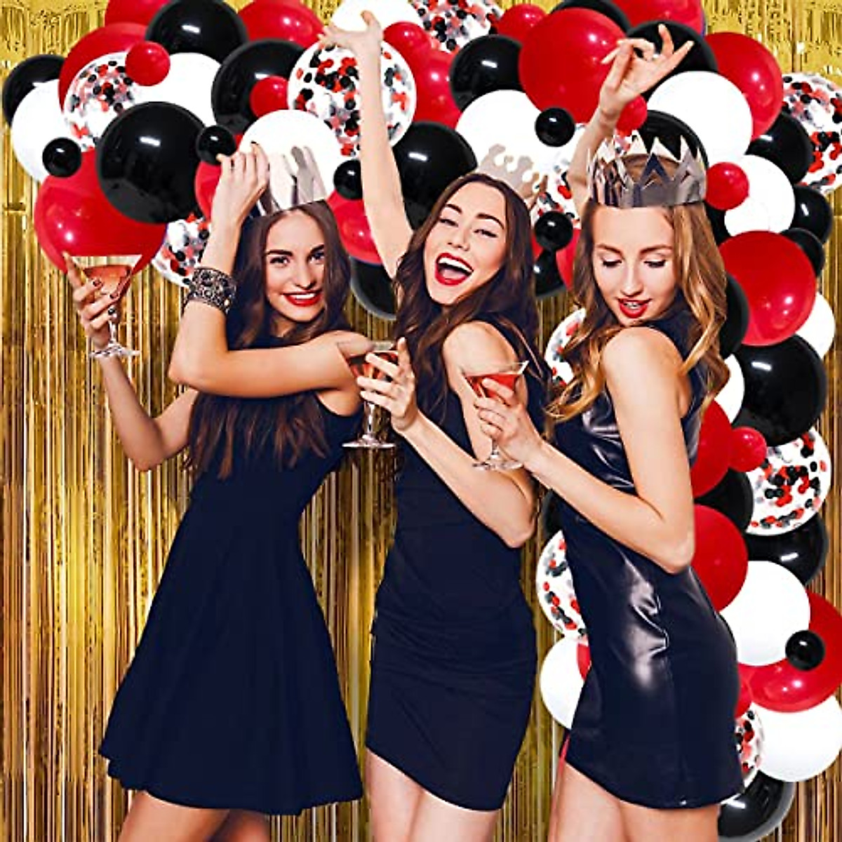 Red White Balloon Garland Arch, 12inch 10inch Red and White Balloons Red Black Balloons Confetti Balloons for Birthday Wedding Graduation Bridal Shower Retirement Party Decorations