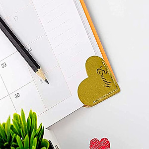 Leather Bookmark Personalized Heart Page Corner Bookmark, Custom Engraved Bookmark, Monogrammed Bookmark for Women, Leather Corner Bookmark