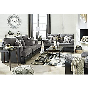 Signature Design by Ashley Millingar Chenille Two Tone Loveseat with 2 Accent Pillows, Gray