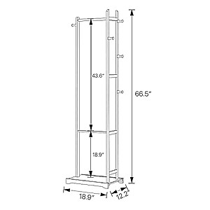 MoNiBloom Coat Rack with 6 Hooks, Bamboo Freestanding Garment Rack with Botton Shelf for Entryway Bedroom Living Room Office, Natural