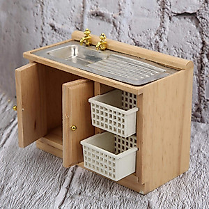 1/12 Miniature Kitchen Sink, Dollhouse Miniature Dish Washing Table, Miniature Dollhouse Accessories For Living Room Dish Washing Table Kitchen Home