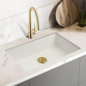 Lonsince Undermount Kitchen Sink White,31 X 18 Inch Single Bowl Kitchen Sink,White Undermount Sink,Granite Composite Kitchen Sink,Moonlight White