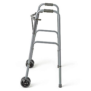 Medline Heavy Duty Bariatric Extra Wide Folding Walker wtih 5" Wheels, Supports up to 600 lbs, Comfort Foam Hand Grips