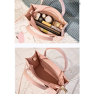 Women Tote Handbag Top Handle Small Mini Handbag for Women/Purses and Handbags for Women Top Handle Purses and Handbags with PU Leather and Adjustable Strap (Pink)