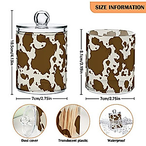 Plastic Jars with Lids,Brown and Beige Cow Spot Bulk Pack Storage Containers Wide Mouth Airtight Canister Jar for Kitchen Bathroom Farmhouse Makeup Countertop Household ,Set 4